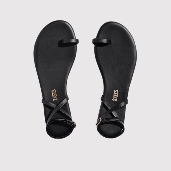 TKEES | Shoes | Tkees Phoebe Womens Sandals Black Leather Crossover ...